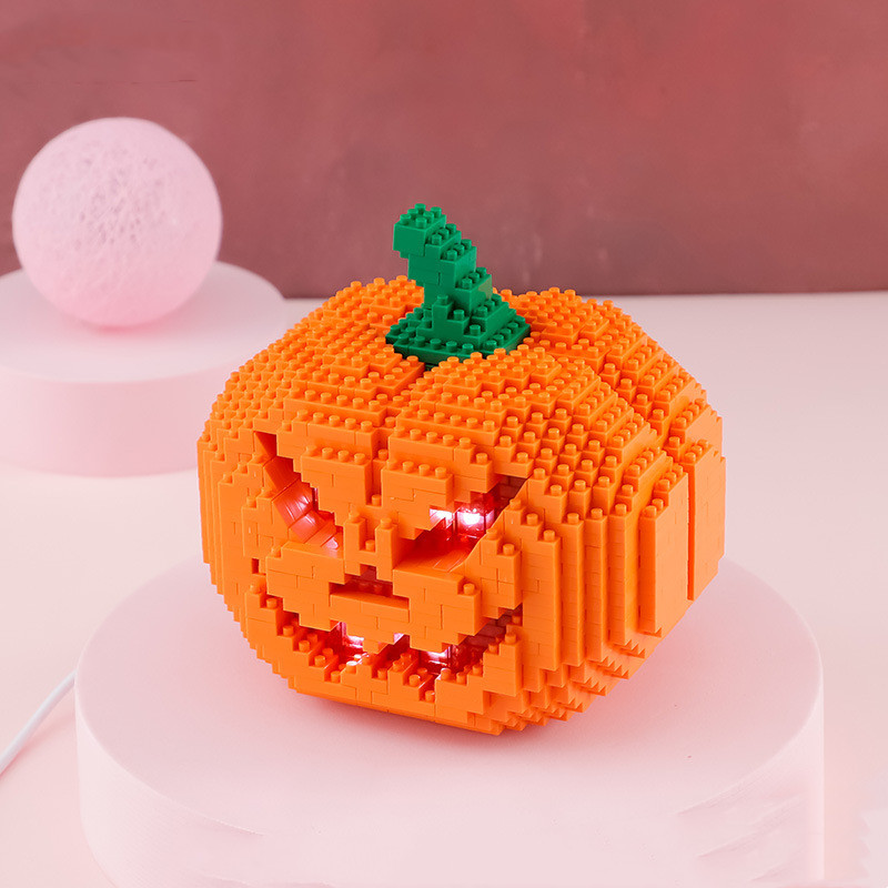 Halloween Decoration Pumpkin Lamp Building Blocks Decoration Micro ...