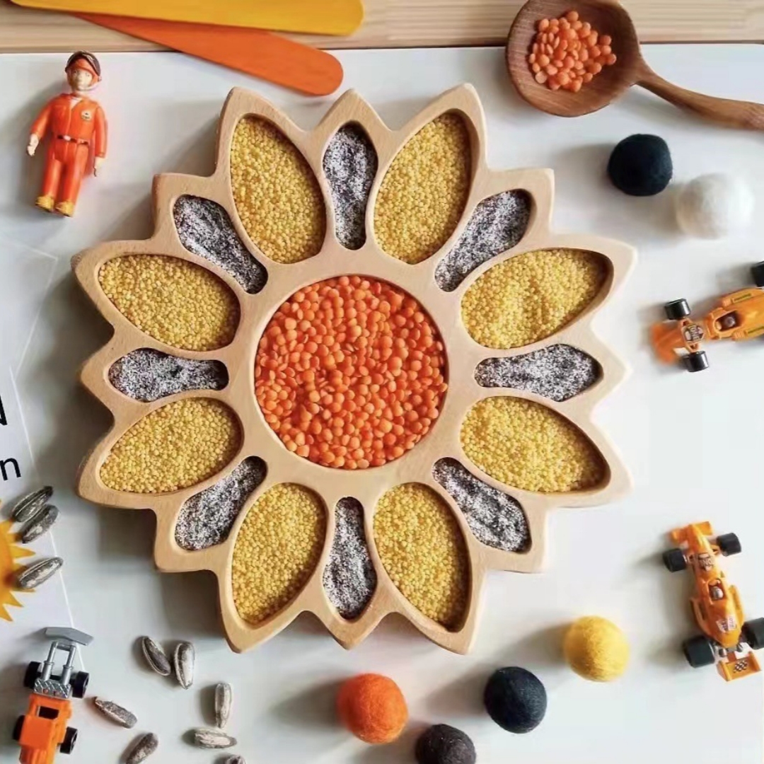 Montessori Log Counting Sorting Plate Wood Sand Color Classification ...