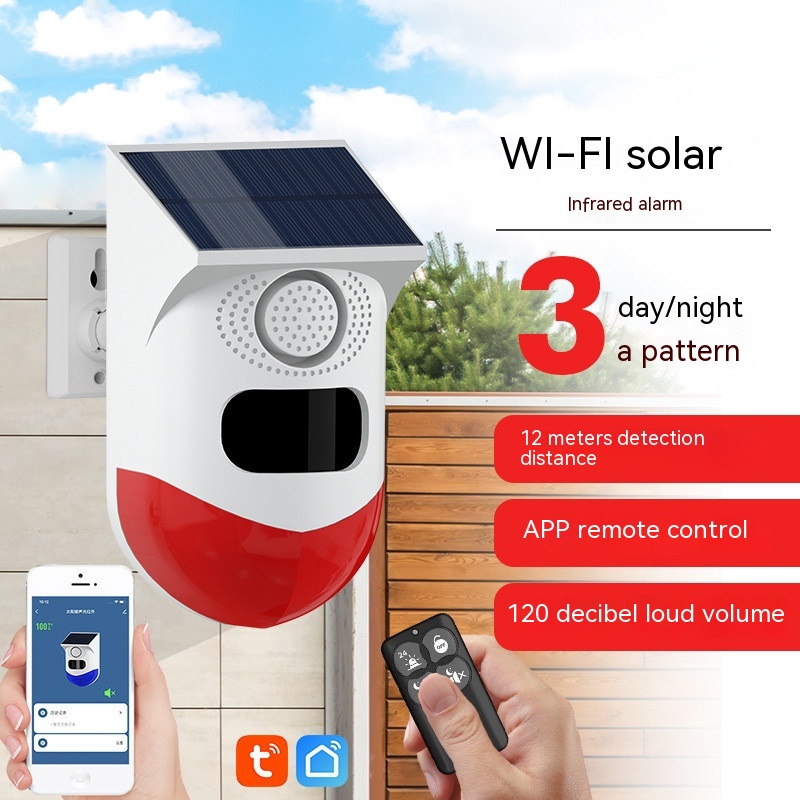 WiFi Outdoor Solar Alarm Lamp Infrared Human Body Induction ...