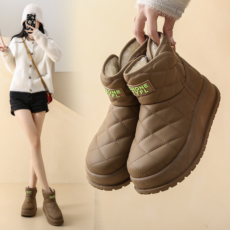 Fleece-lined High-top Snow Boots Casual Cotton-padded Shoes ...